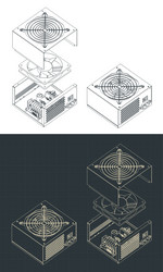 Psu isometric blueprint Royalty Free Vector Image