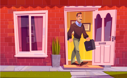 Man coming back home after work businessman going Vector Image