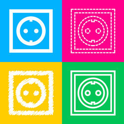 Electrical socket sign white icon Royalty Free Vector Image