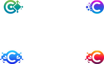 Pixel letter c logo designs circle Royalty Free Vector Image