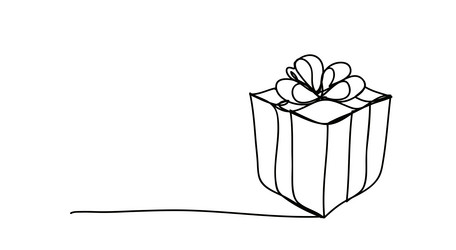 Gift box line drawing style continuous one line Vector Image
