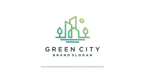 Green city logo design with modern style Vector Image