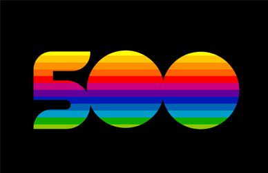 Rainbow color colored colorful number 500 logo Vector Image