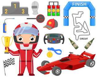 Set of formula racing car elements Royalty Free Vector Image