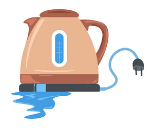Broken electric kettle isolated on white Vector Image