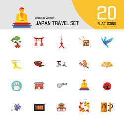 Japan travel icon set Royalty Free Vector Image