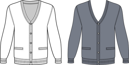 Blank long sleeve cardigan Royalty Free Vector Image
