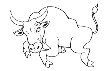 Jumping bull line art Royalty Free Vector Image