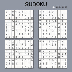 Set of sudoku puzzles easy level Royalty Free Vector Image