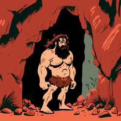 Strong bearded primitive caveman Royalty Free Vector Image