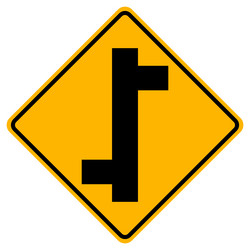 Warning signs offset road junction left and right Vector Image