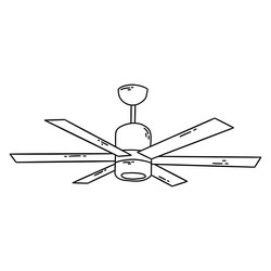 Ceiling fan black and white blower doodle Vector Image