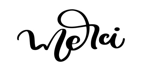 Hand drawn lettering merci elegant modern Vector Image