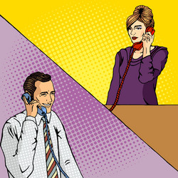 People talk on the phone comic book Royalty Free Vector