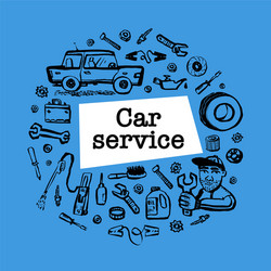 Car service concept web banner with scene Vector Image