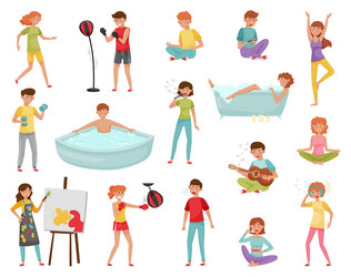 People characters relieve stress and relax Vector Image