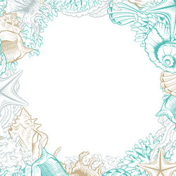 Seashell realistic frame Royalty Free Vector Image