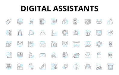 Digital assistants linear icons set alexa siri Vector Image