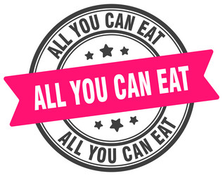 All you can eat stamp label Royalty Free Vector Image