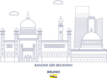 One single line drawing bandar seri begawan Vector Image
