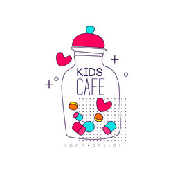 Kids cafe logo design badge label for children Vector Image