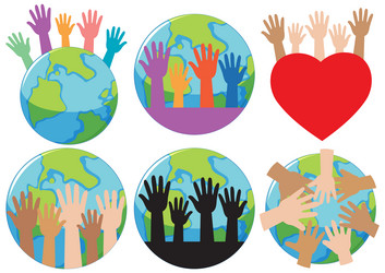 Set of hands on earth icon Royalty Free Vector Image