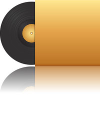 Golden vinyl record with notes Royalty Free Vector Image