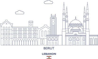 Single continuous line drawing beirut city Vector Image