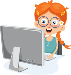 Kid with computer Royalty Free Vector Image - VectorStock