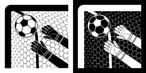 Linear icon goalkeeper gloved hands catch flying Vector Image
