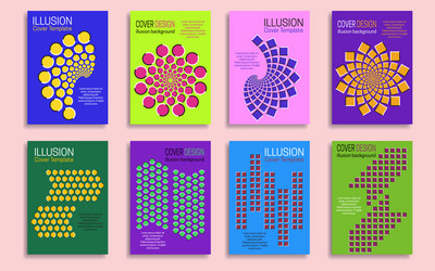 Covers templates with optical design elements Vector Image