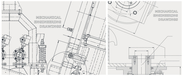 Blueprint set engine line drawing Royalty Free Vector Image
