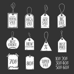 Hand drawn sales tags doodle set vintage Vector Image