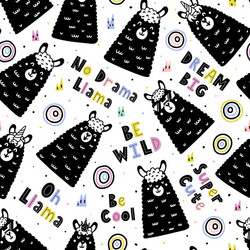 Seamless pattern with cute llamas and succulents Vector Image