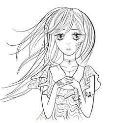 A black and white coloring girl Royalty Free Vector Image