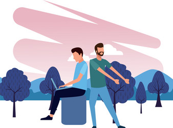 Coworkers teamwork cartoon Royalty Free Vector Image