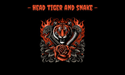 Head tiger and snake design Royalty Free Vector Image
