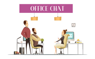 Cartoon office characters standing and talking Vector Image
