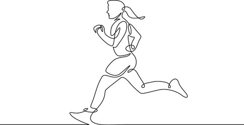 One continuous line athlete runner on a run Vector Image