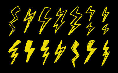 Set of lightning by wax pencil drawing collection Vector Image
