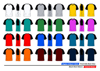Raglan t-shirt template v-neck short sleeve Vector Image