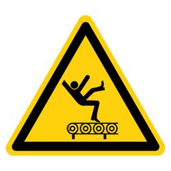 Fall hazard from conveyor symbol sign isolate Vector Image