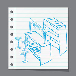 Modern bar table chairs sketch Royalty Free Vector Image