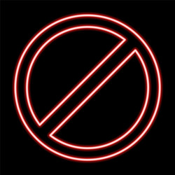 No entry neon sign glowing circle road Royalty Free Vector
