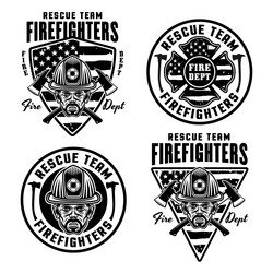 Firefighters set of emblems logos badges Vector Image