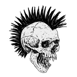 Punk skull with green mohawk hair Royalty Free Vector Image