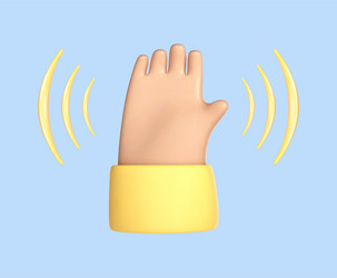 3d cartoon hand waving icon gesture hello Vector Image