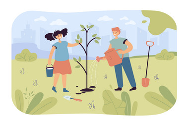 Planting tree process Royalty Free Vector Image