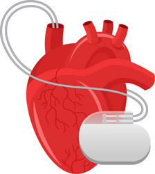 Pacemaker outline icon - heart and cardio implant Vector Image