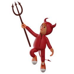 Smiley face 3d red devil cartoon picture with walk